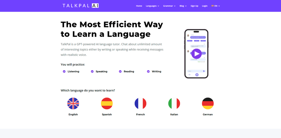 TalkPal - AI language tutor app