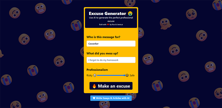 Excuse Generator - Use AI to Generate Professional Excuse Excuse Generator - Use AI to Generate Professional Excuse