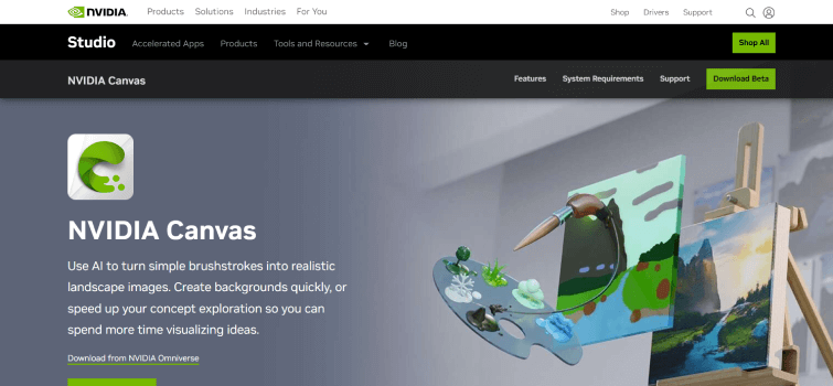 NVIDIA Canvas- AI Transforms Brushstrokes to Realistic Image