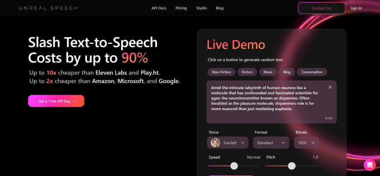 Unreal Speech - Text-to-Speech API for All Needs
