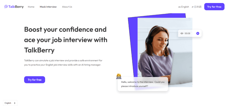 TalkBerry - Mock Interview - Practice job interviews with AI feedback