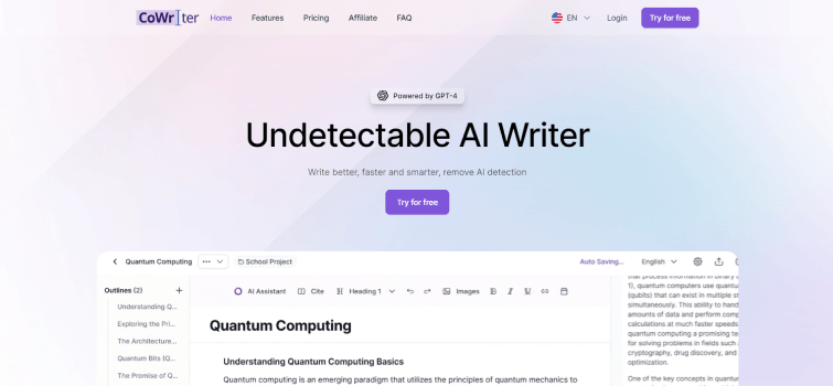 CoWriter AI - AI Writing Assistant & Content Creation