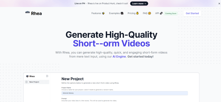 Rhea - Generate High-Quality Short-Form Videos with AI