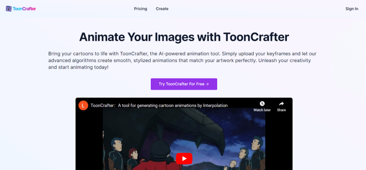 ToonCrafter - Best AI cartoon animation generator