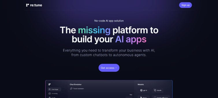 Retune - Build AI Chatbots Fast & No Coding Required